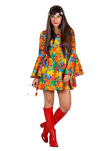Hippie mini dress orange - maskworld.com