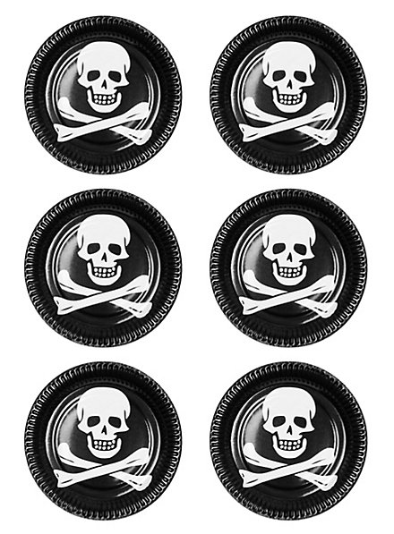 Jolly Roger pirate paper plates 12 pieces - maskworld.com