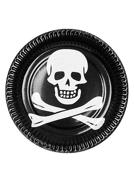 Jolly Roger pirate paper plates 12 pieces - maskworld.com