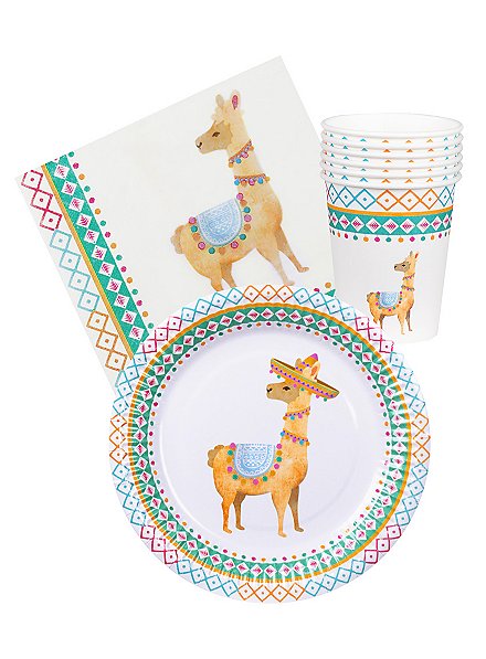 Lama party decoration set 48 pieces for 6 persons - maskworld.com