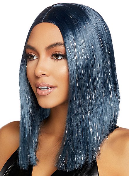Long Bob wig silver-indigo - maskworld.com