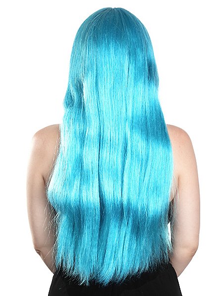 Long Hair Wig Turquoise with Bangs - maskworld.com