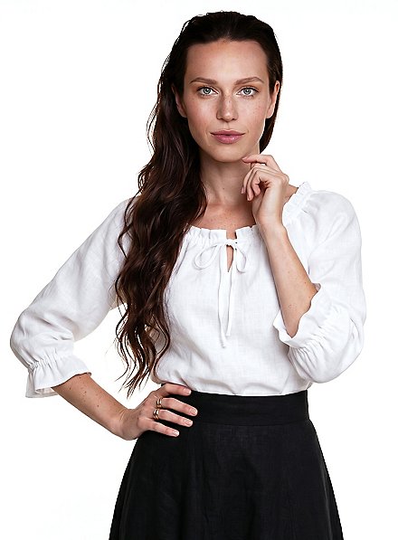 Medieval Blouse with Drawstring Closure, white - maskworld.com