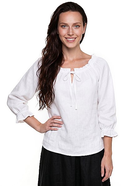 Medieval Blouse with Drawstring Closure, white - maskworld.com