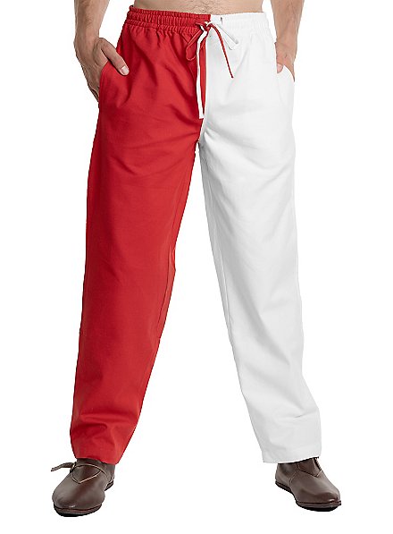 Medieval Fabric Pants, Landsknecht, white And red - maskworld.com