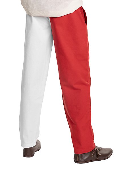 Medieval Fabric Pants, Landsknecht, white And red - maskworld.com