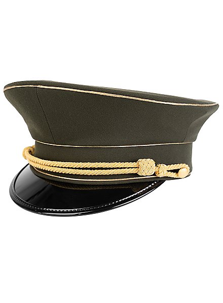Military Cap – Green with Triple Gold Piping - maskworld.com
