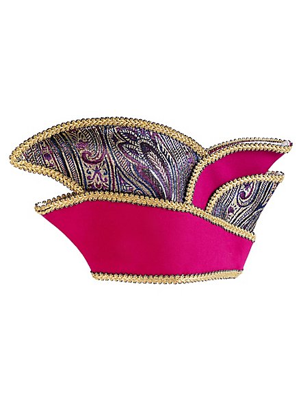 Mini cap pink with brocade insert and gold trim - maskworld.com