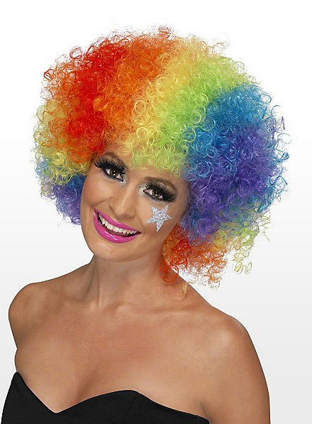 Parrucca da clown arcobaleno colorata - maskworld.com