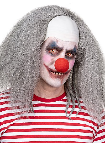 Parrucca da clown horror grigia - maskworld.com