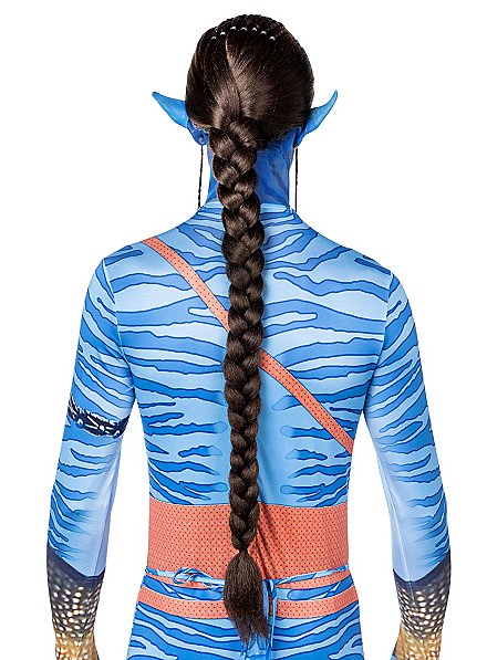 Perruque bleue de guerrier tribal avec tresse - maskworld.com