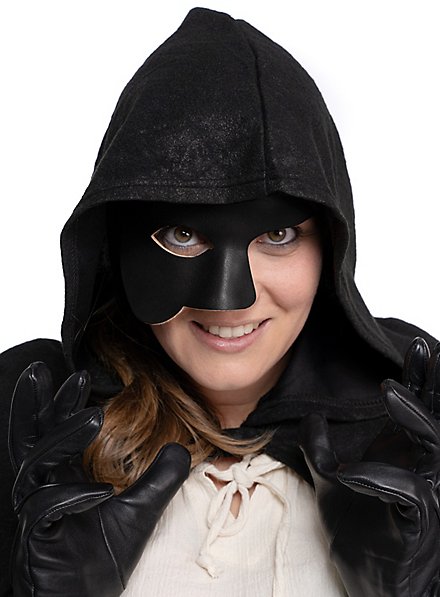 Phantom black Venetian Leather Mask - maskworld.com