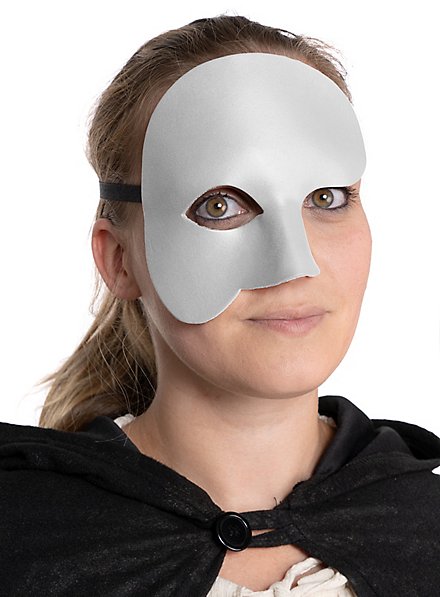 Phantom white Venetian Leather Mask - maskworld.com