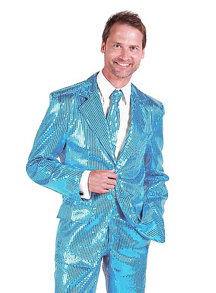 Pop singer sequined suit turquoise costume - maskworld.com