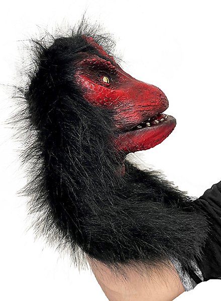 Red fur monster hand puppet - maskworld.com