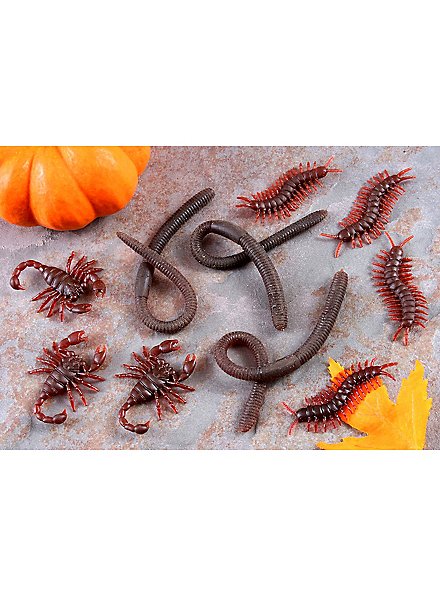 Reddish centipede Halloween decoration 20 pieces - maskworld.com