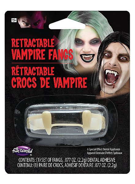Retractable vampire teeth - plastic tooth cover - maskworld.com