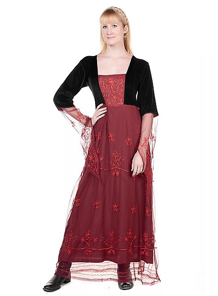 Robe Renaissance en tulle rouge et noir - maskworld.com