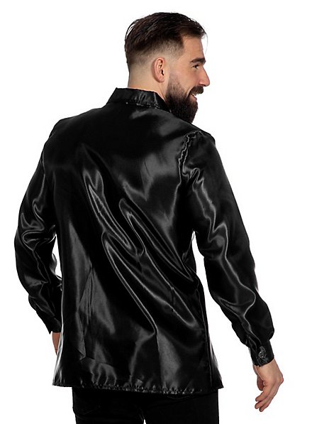 Satin ruffle shirt black - maskworld.com