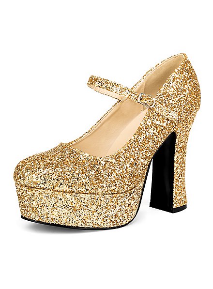 Scarpe con plateau glitter oro - maskworld.com