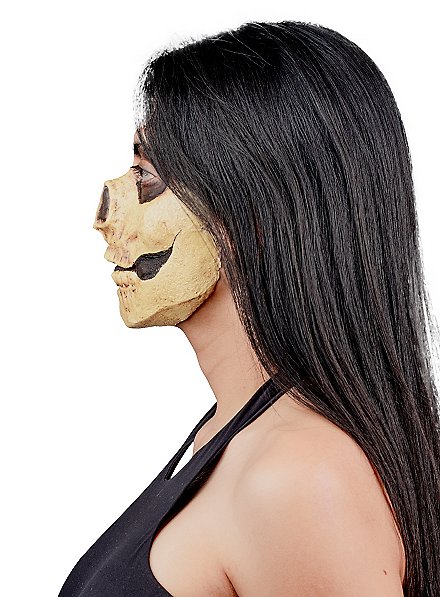 Schedel deelmasker om op te plakken botkleurig - maskworld.com