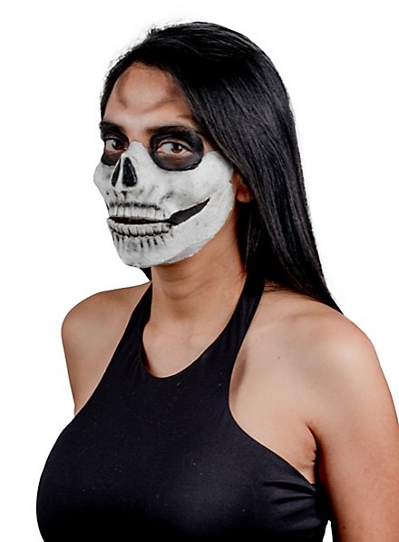 Schedel halfmasker om op te plakken wit - maskworld.com