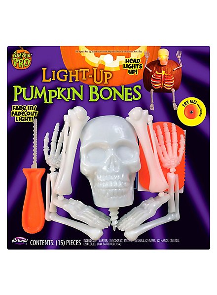 Scheletro illuminato per la zucca di Halloween - maskworld.com