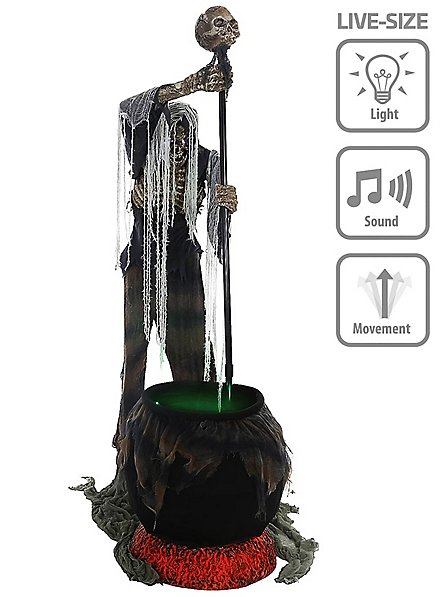 Skeleton Demon With Boiling Cauldron - Halloween Decoration With Sound ...