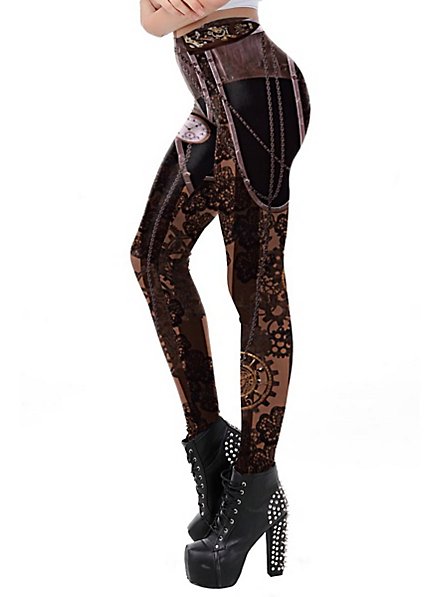 Steampunk Print Leggings - maskworld.com