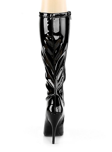Stivali a spillo elasticizzati in vernice nera - maskworld.com