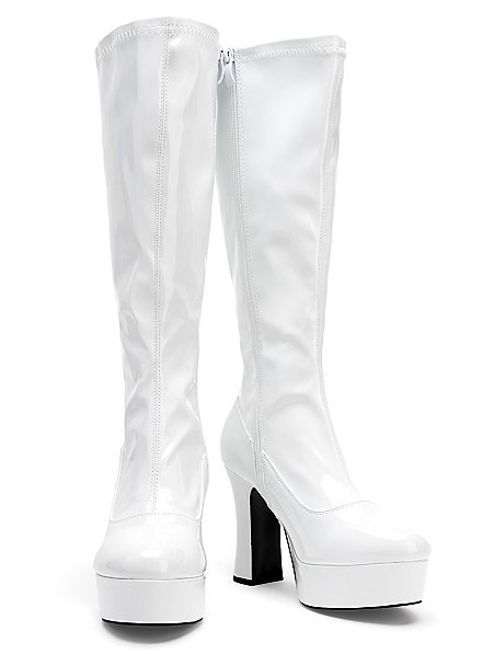 Stivali con plateau e zip bianchi - maskworld.com