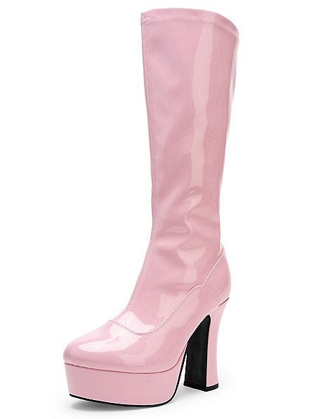 Stivali con plateau e zip rosa - maskworld.com