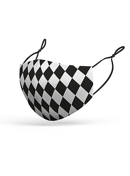 Stoffmaske Harlekin schwarz-weiß - maskworld.com