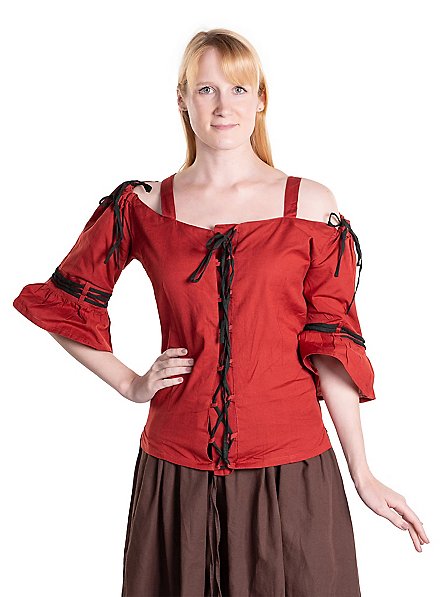 Strapless Blouse with Decorative Cords, red - maskworld.com