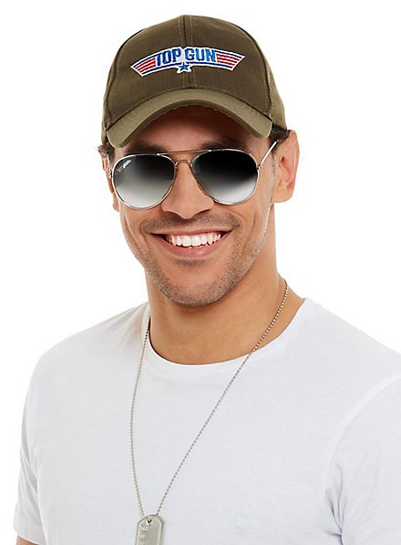 Top Gun accessory set with cap, aviator glasses and dog tag - maskworld.com