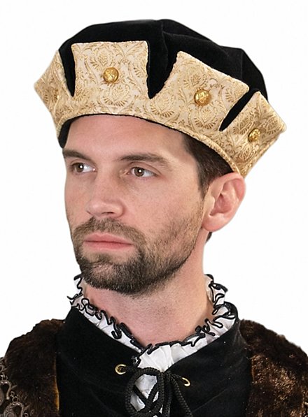 Tudor cap - black, gold - maskworld.com