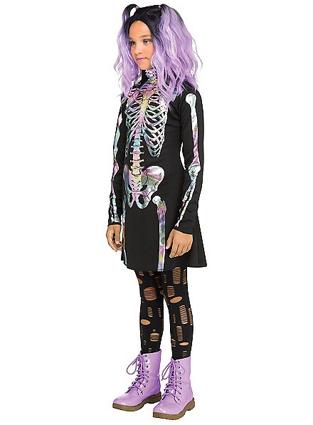 Vestito da scheletro olografico per bambine - maskworld.com