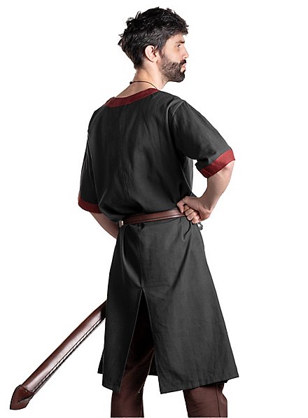 Viking Short-Sleeved Tunic with black-red Trim - maskworld.com