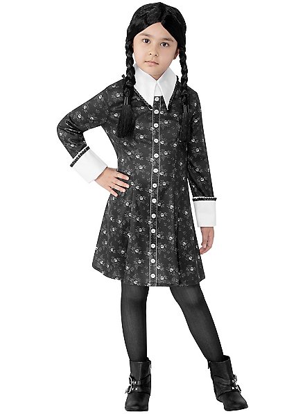 Wednesday Addams skull dress for kids - maskworld.com