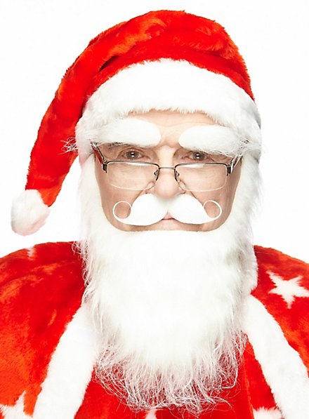 White Santa Claus beard with eyebrows - maskworld.com