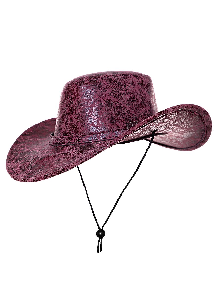 Adventurer Hat in Leather Look Burgundy - maskworld.com
