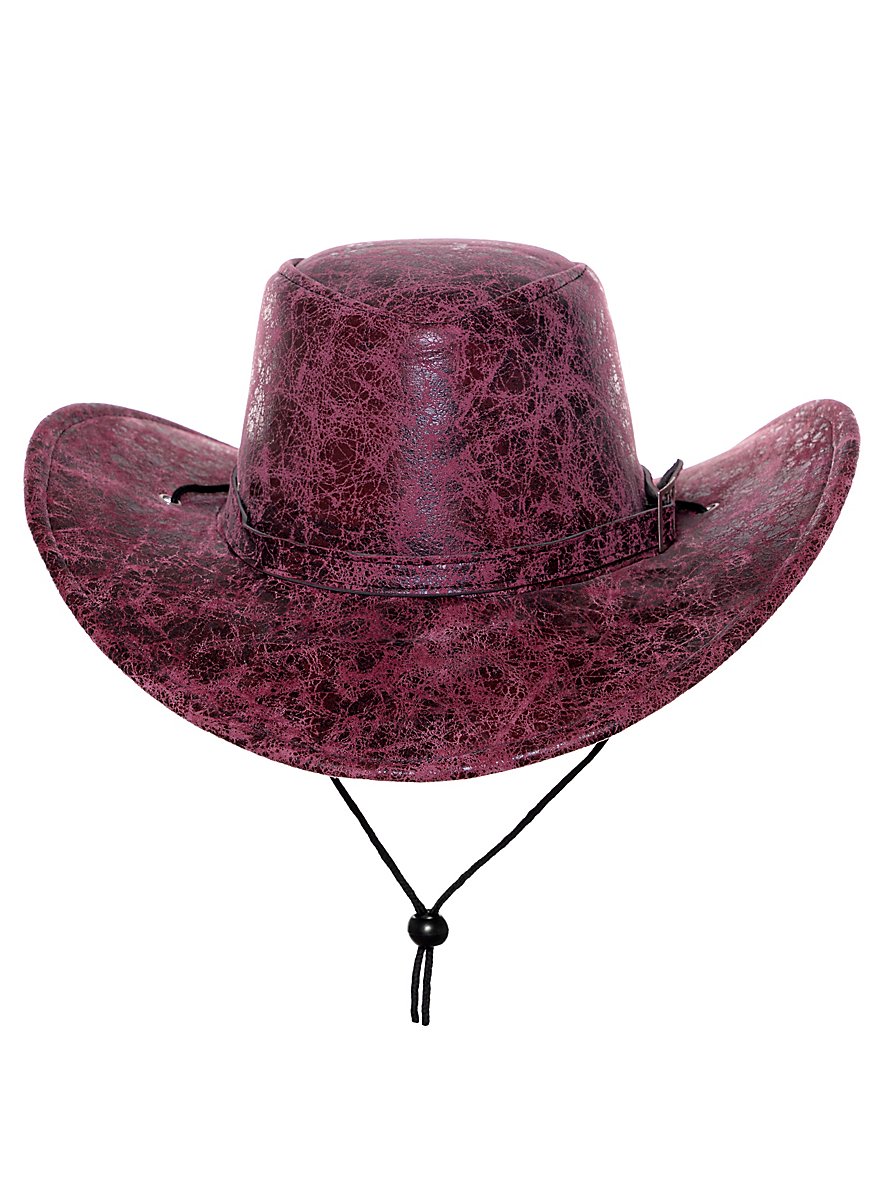 Adventurer Hat in Leather Look Burgundy - maskworld.com
