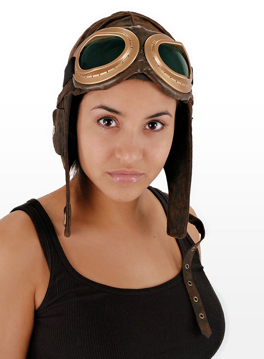 Aviator Muts Bruin | Bruine Steampunk Vliegenierspet - maskworld.com