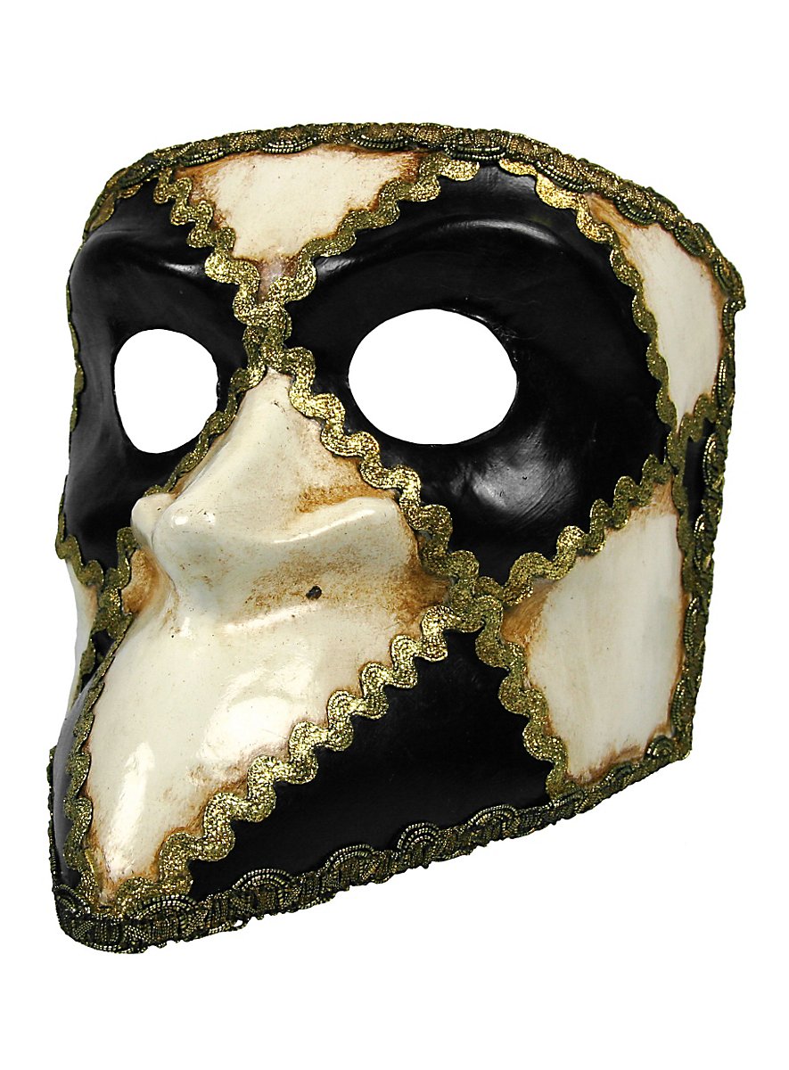 Bauta scacchi bianco nero - Maschera veneziana - maskworld.com