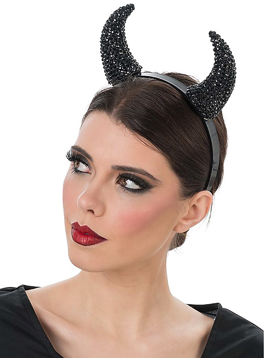 Black Glitter Devil Horns - maskworld.com