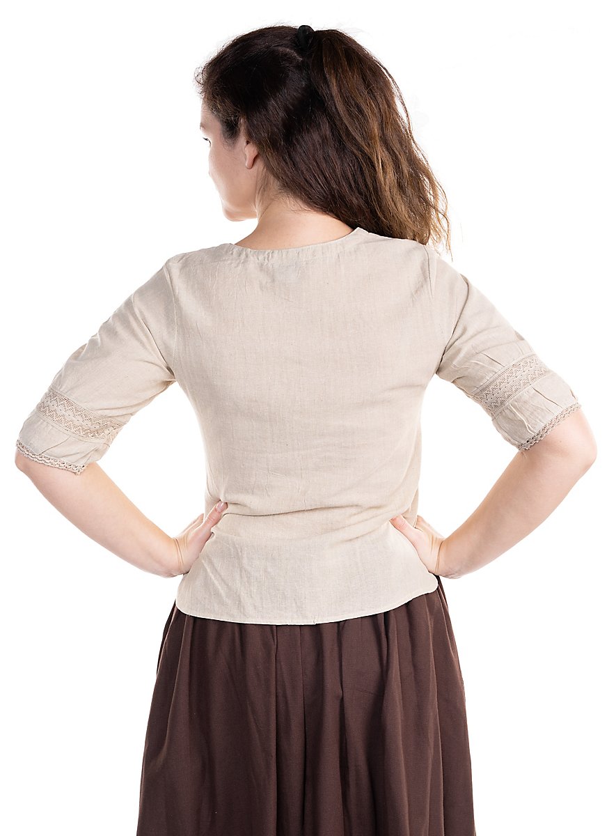 Camicetta medievale a maniche corte con pizzo color crema - maskworld.com