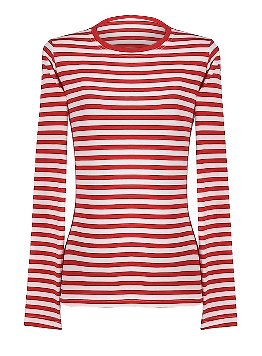 Camicia a righe da donna a manica lunga rossa e bianca - adatta per ...