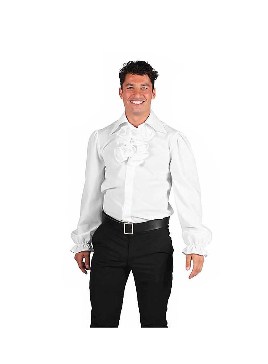 Camicia con volant e jabot bianco - maskworld.com