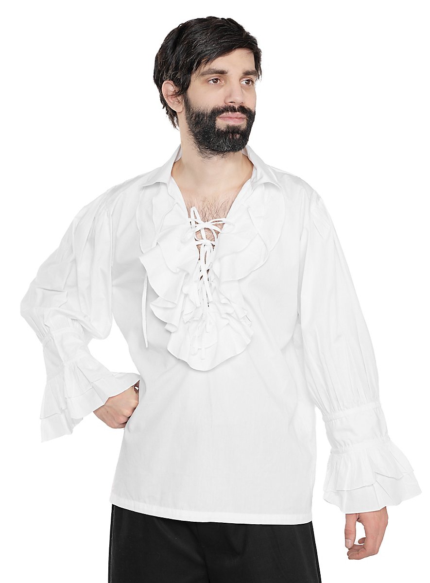 Camicia increspata - Renaissance, bianco - maskworld.com