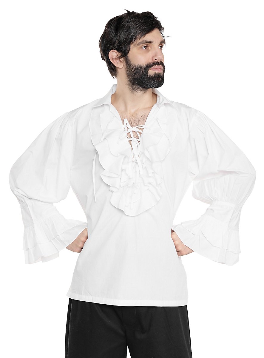 Camicia increspata - Renaissance, bianco - maskworld.com